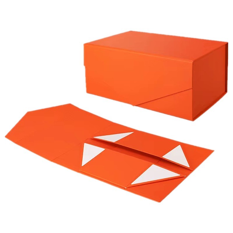 Orange Cardboard Treat Boxes / Collapsible Gift Box With Magnetic Closure